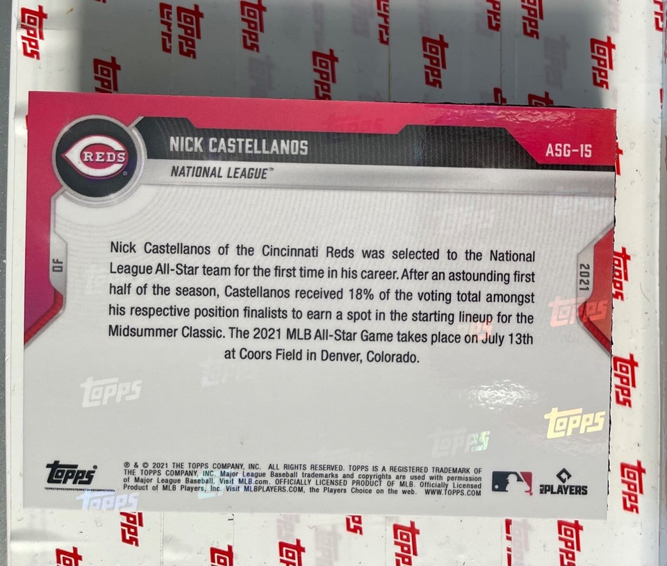 2021 TOPPS NOW ALL-STAR GAME # ASG-15 NICK CASTELLANOS Cincinnati Reds ...