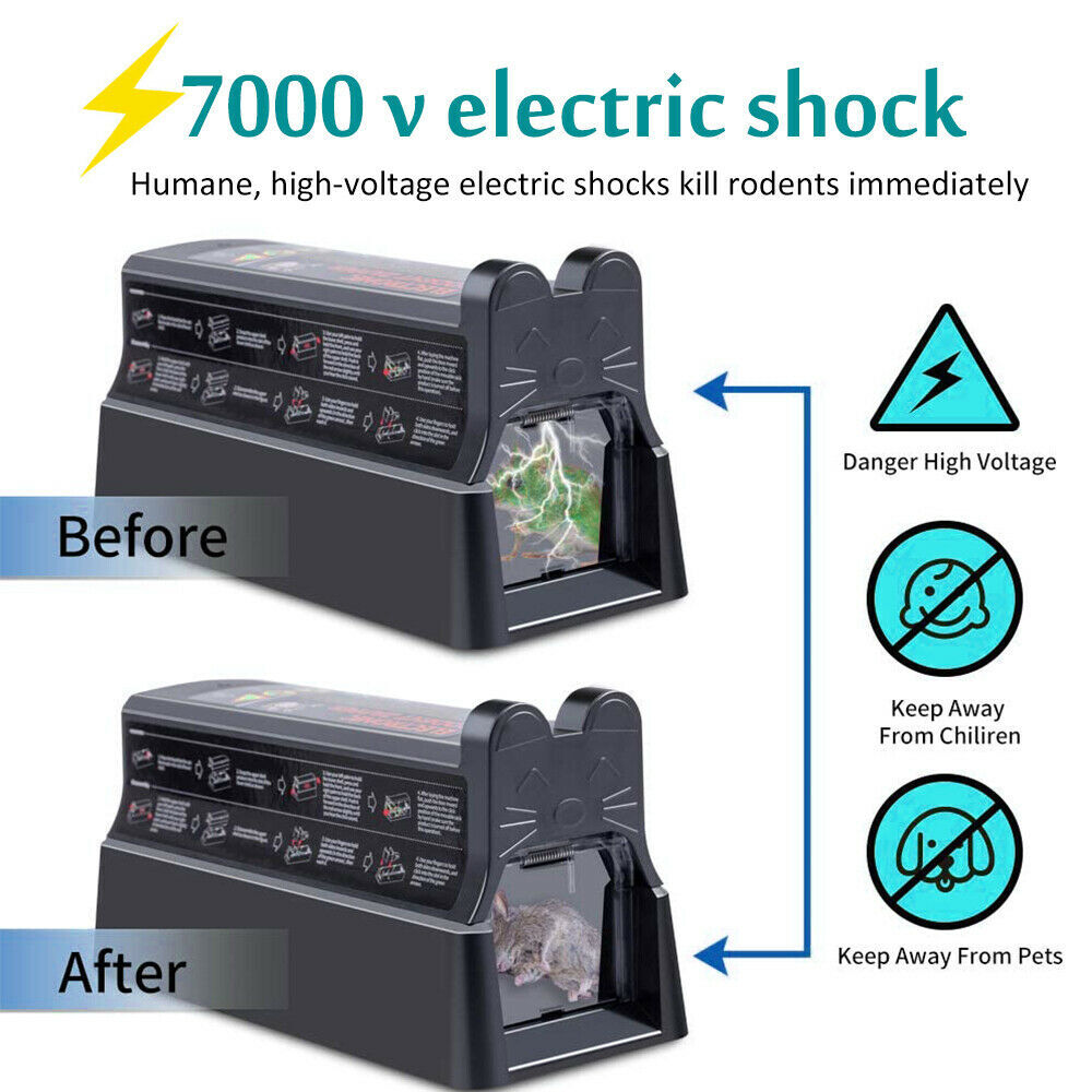 2PK Electronic Mouse Trap Pest Control Rat Killer Mice Electric Rodent ...