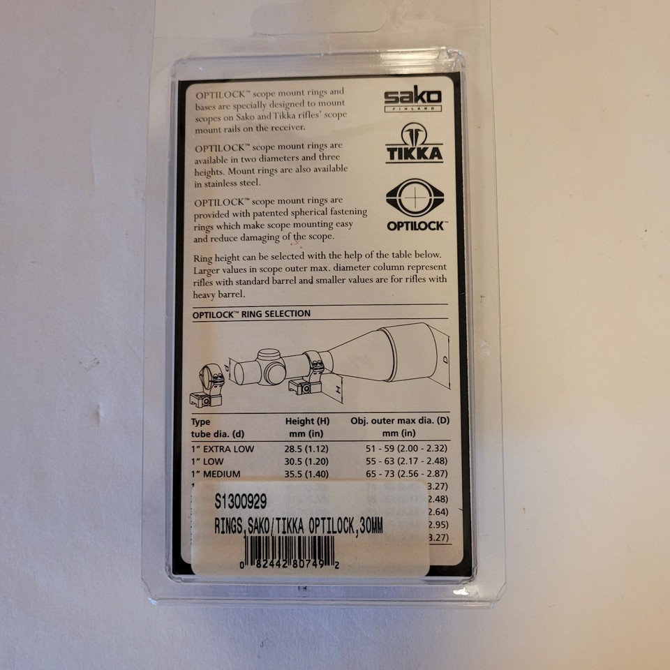 Sako/Tikka Optilock Blue 30mm Low Scope Mount Rings S1300929 | eBay