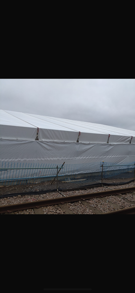 scaffold temporary roof cover sheets. Used once for dessa roof system ...