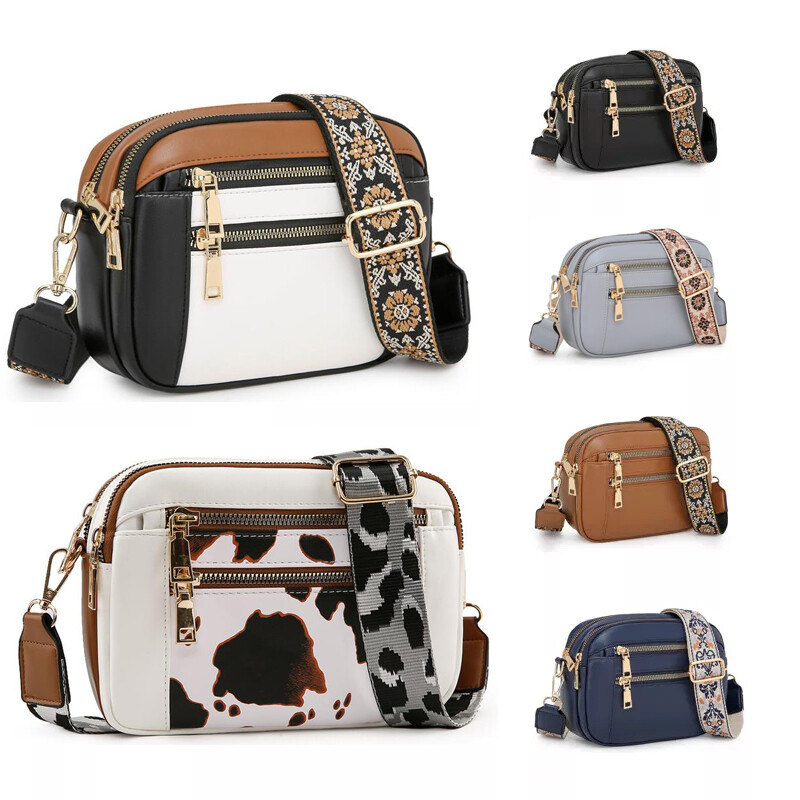 Women Shoulder Bag Leather Messenger Bag Ladies Wide Strap Cross Body ...
