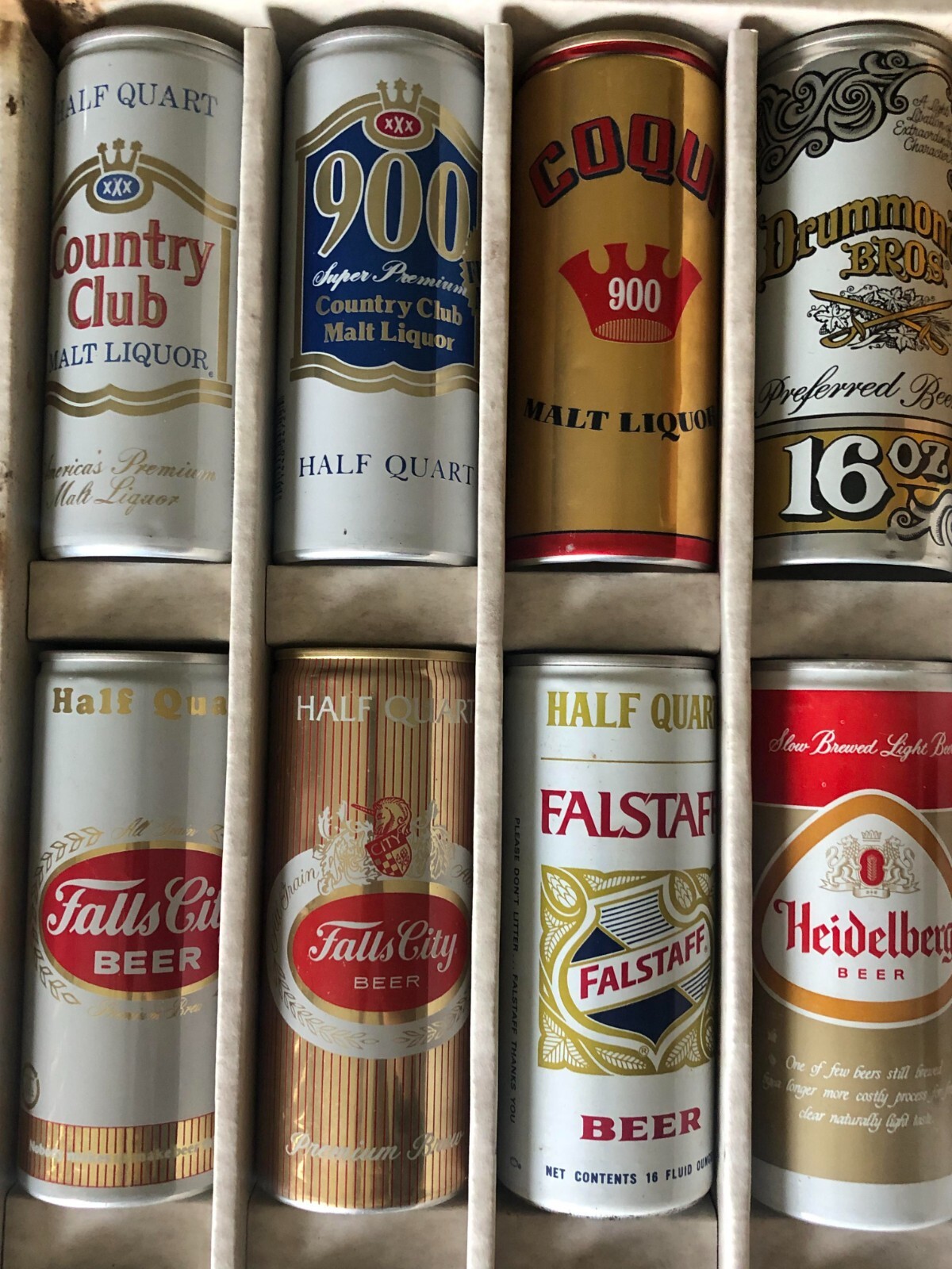 36 EMPTY VINTAGE 16oz BEER CANS... MOST TABS are intact. Emptied from ...