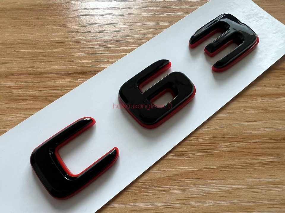 Gloss Black Red C63 Number Letters Rear Trunk Badge Emblem for | eBay