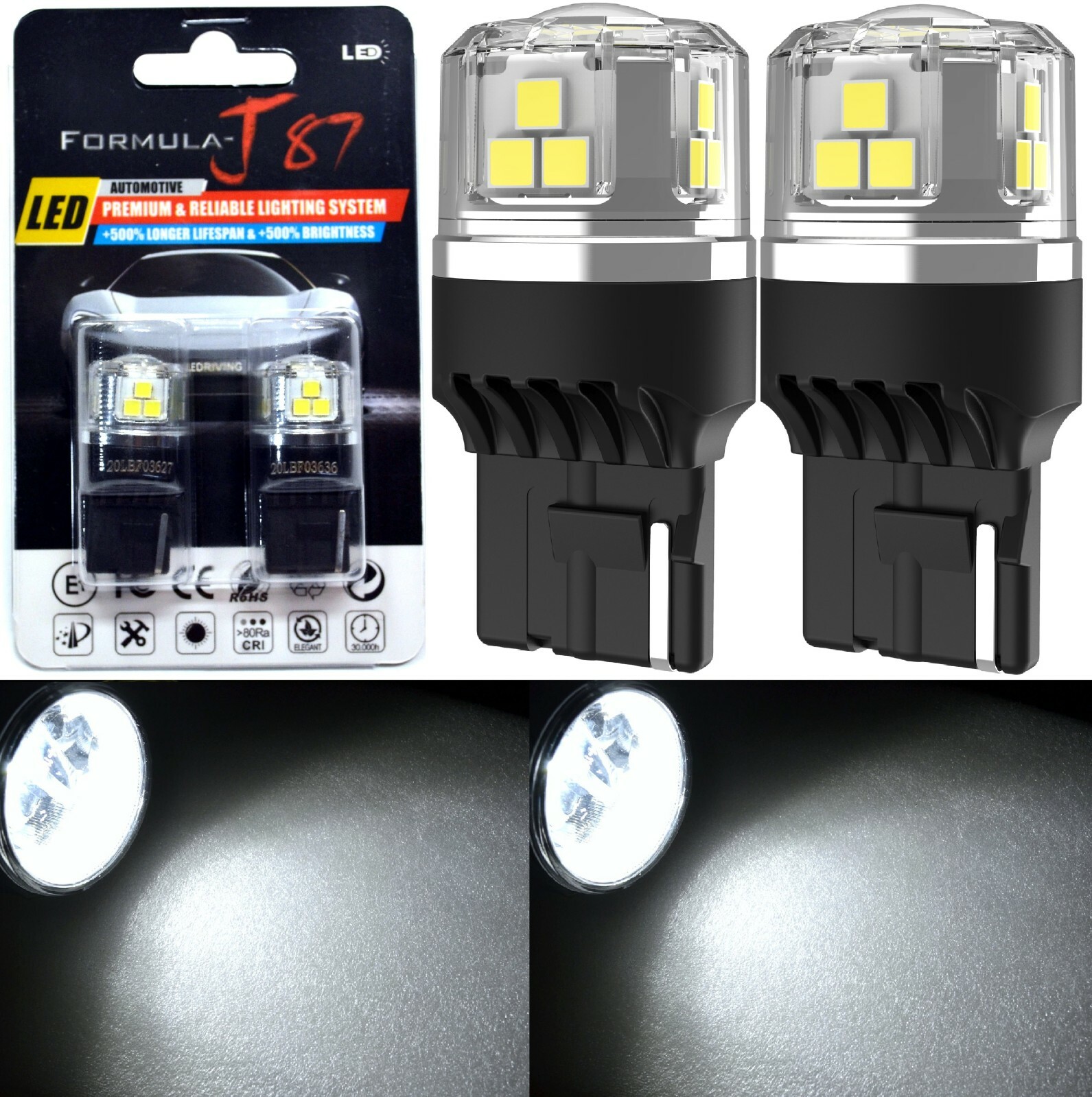 LED 15W W21W White 6000K Two Bulbs Light Front Turn Signal Replacement ...