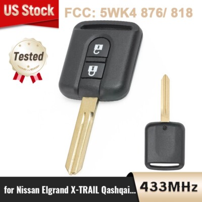 2 Button Remote Key Fob for Nissan Micra Navara Qashqai X-Trail 5WK4 ...