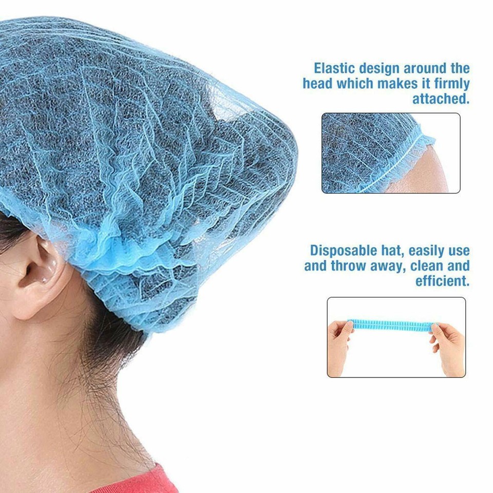 100 Disposable Caps Hair Net Food Catering Kitchen Mob Non Woven ...