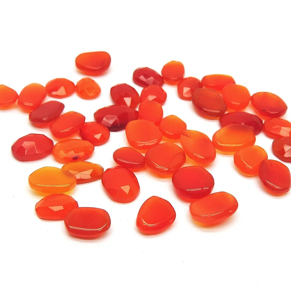 natural carnelian gemstone, Faceted orange carnelian Gemstone rosecut ...