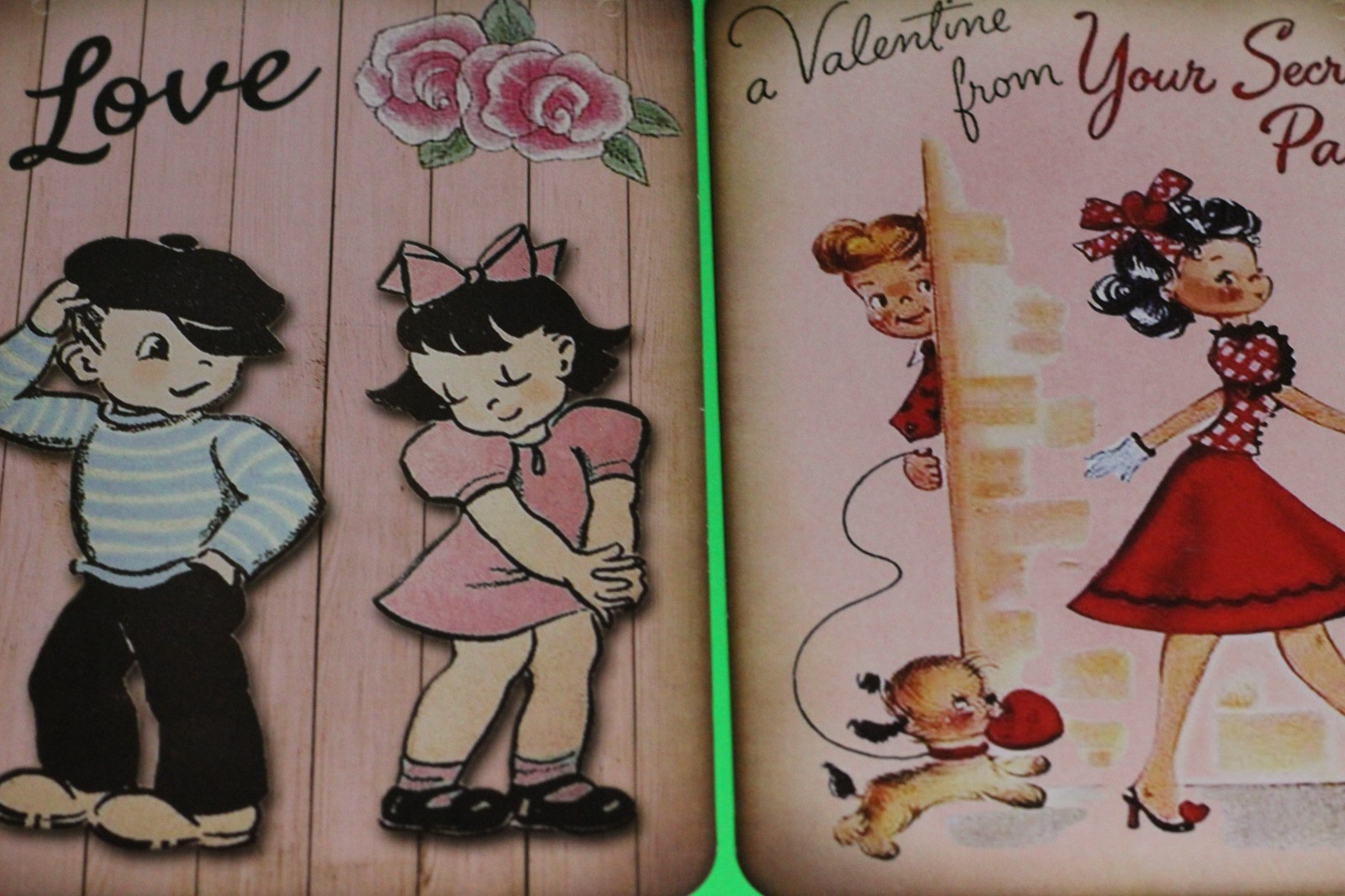 7" CUTOUTS 3 Valentine Decoration wall Dangler Cards Lot VINTAGE ...