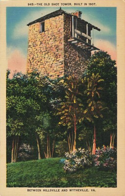 Postcard Old Shot Tower New River Austinville Hillsville Wytheville VA ...