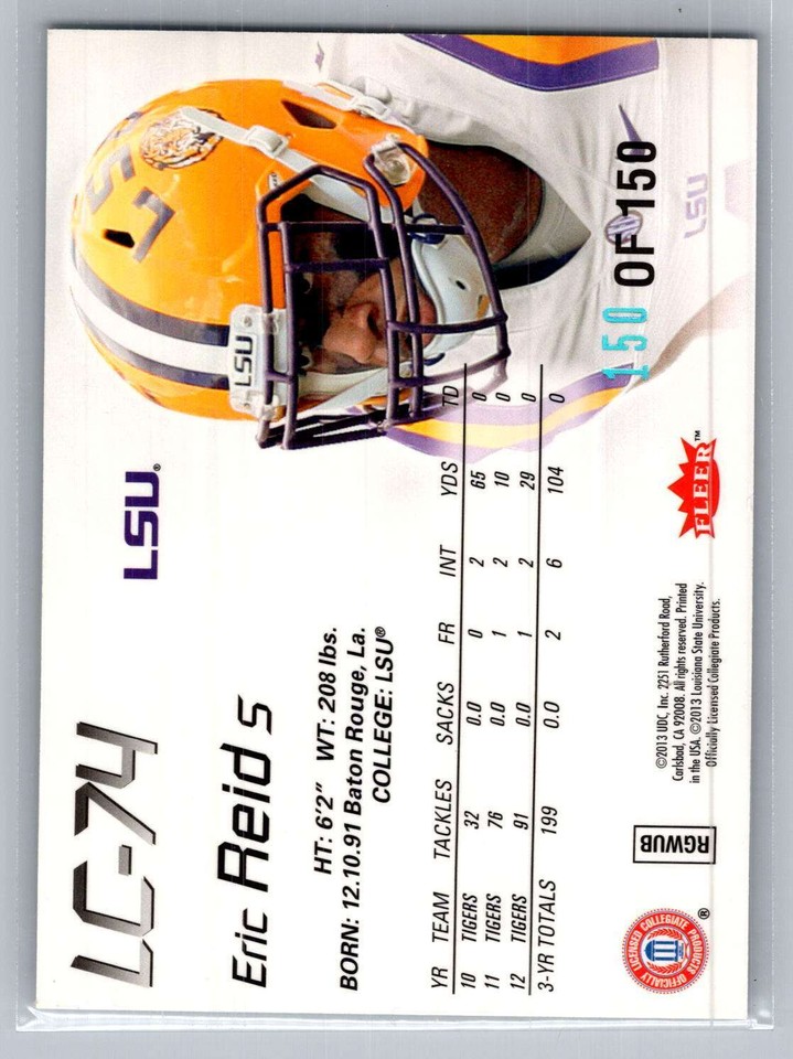 2013 Fleer Retro #LC-74 Eric Reid LSU Flair Showcase Legacy Collection ...