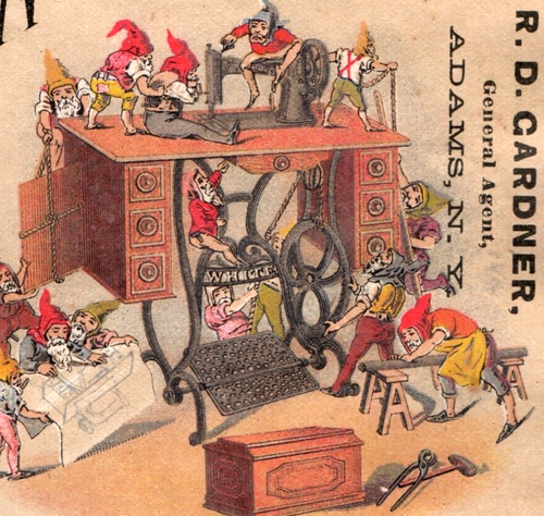 1880s White Sewing Machine Adorable Elves Gnomes Working P185 | eBay
