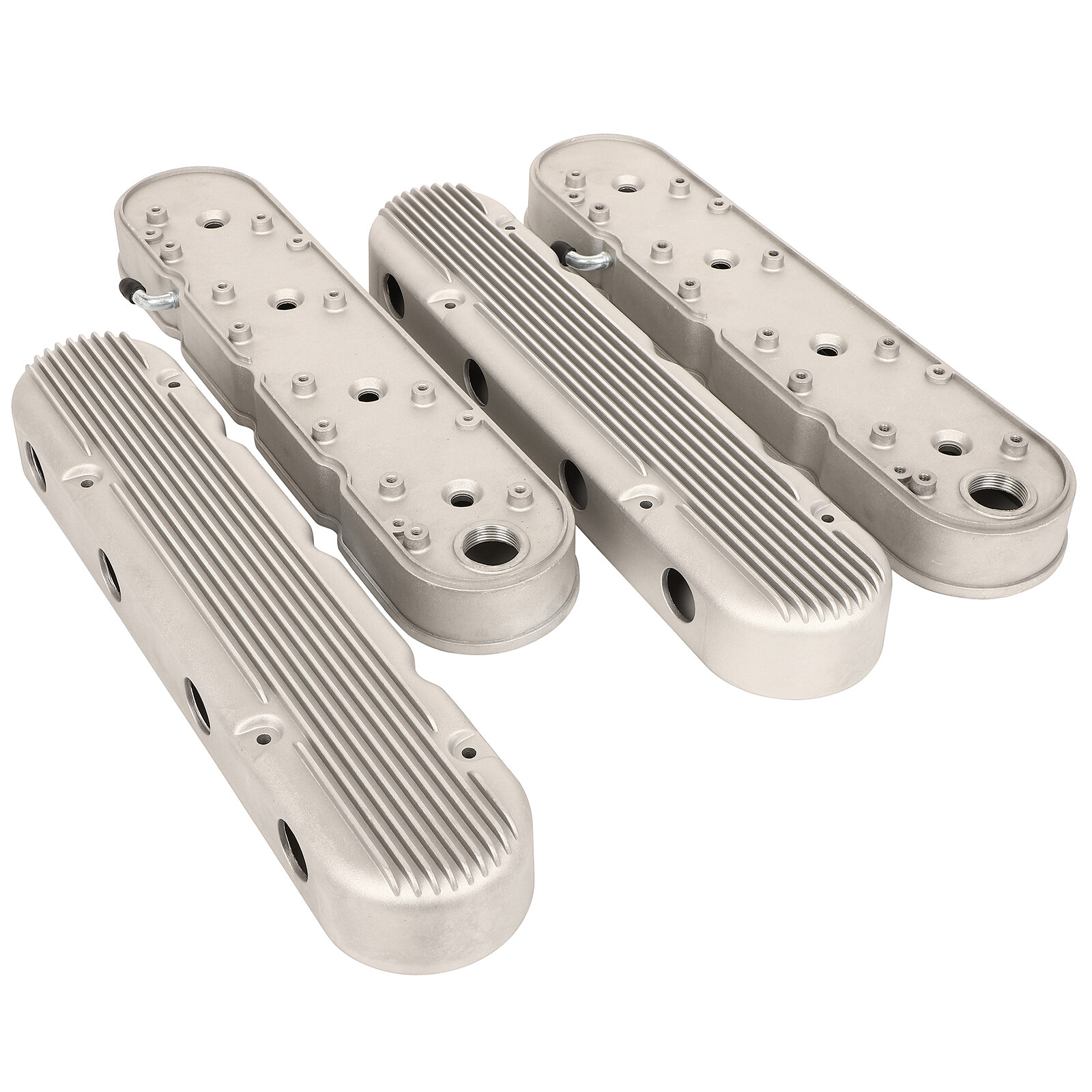 LS Finned Cast Aluminum Cast Valve Covers Silver For Chevy Small Block ...