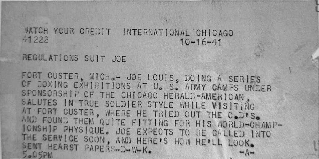1941 JOE LOUIS WWII AMERICAN MILITARY TYPE 1 PHOTO BOXER SOLDIER BOXING ...