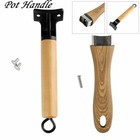 1xDurable Steel Wood Pot Handle Replacement with Screw Non-stick Wok ...