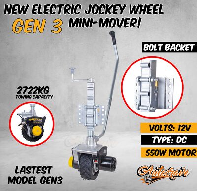 Motorised Electric Caravan Mini Mover Jockey Wheel GEN3 12v 550W Boat ...