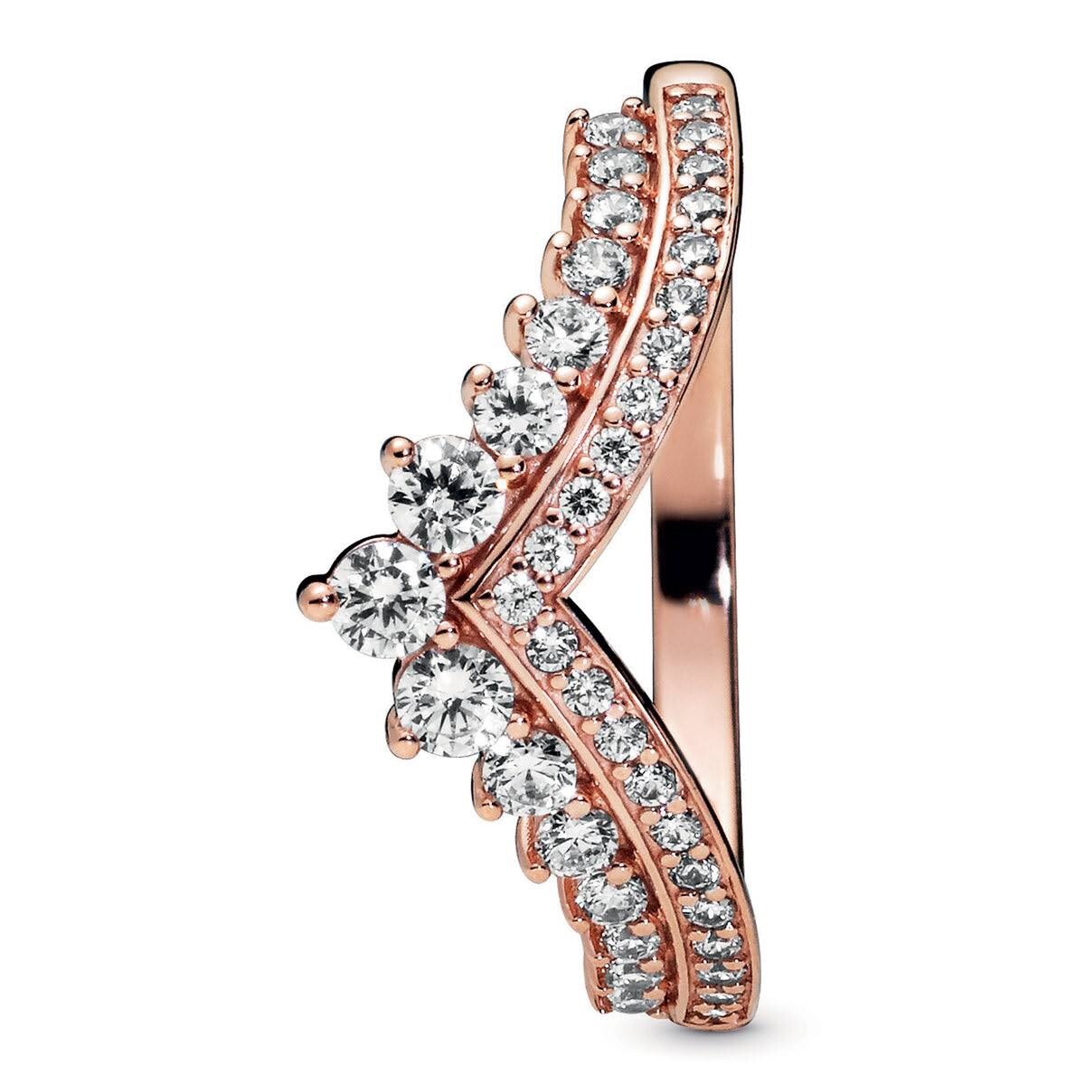 New Authentic PANDORA Rose 14K Gold Princess Wishbone Crown Ring ...