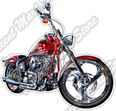 Chopper Motorcycle Red Bike Biker Engine Car Bumper Vinyl Sticker Decal ...