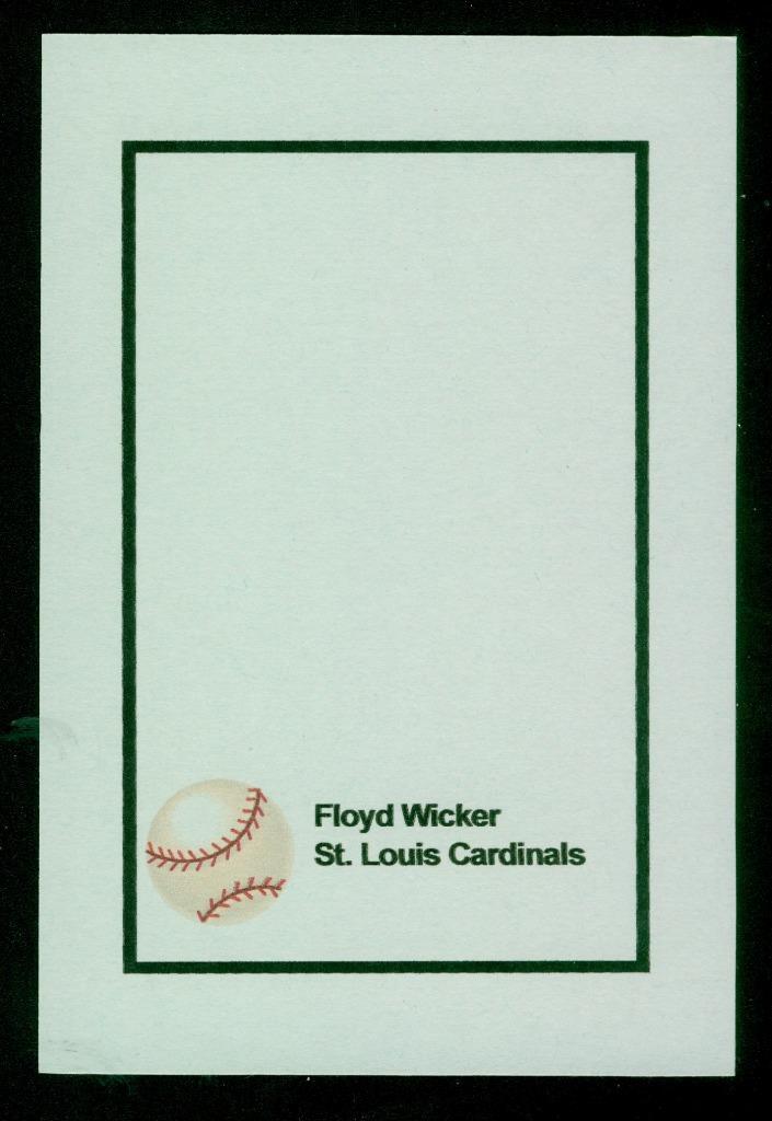 #1347, 4" x 6" Photo Card, Signed-Autographed, Floyd Wicker, Cardinals ...
