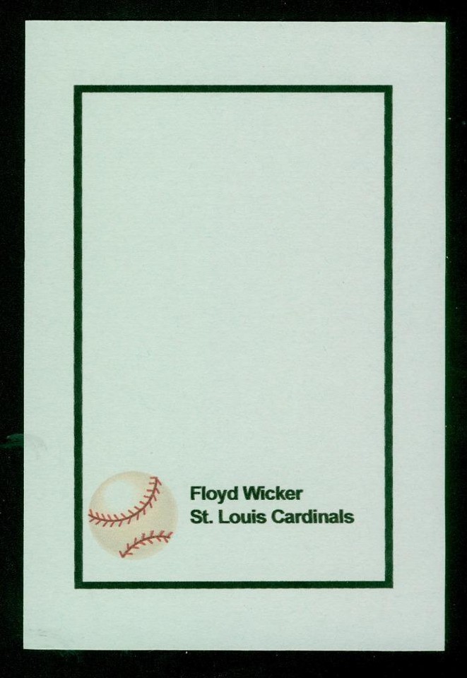 #1347, 4" x 6" Photo Card, Signed-Autographed, Floyd Wicker, Cardinals ...