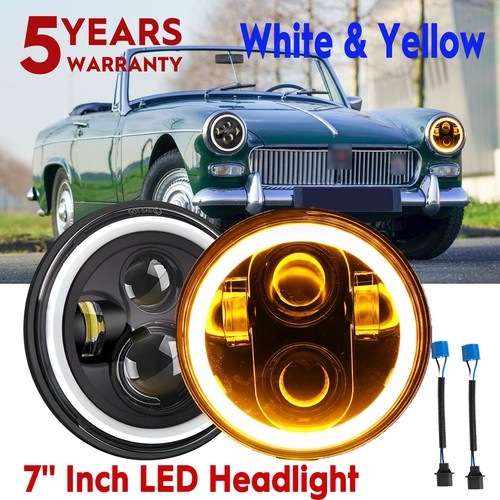 2x For MG Midget 1969-1979 MG 1969-1981 7" Round LED Headlights Hi-Lo ...