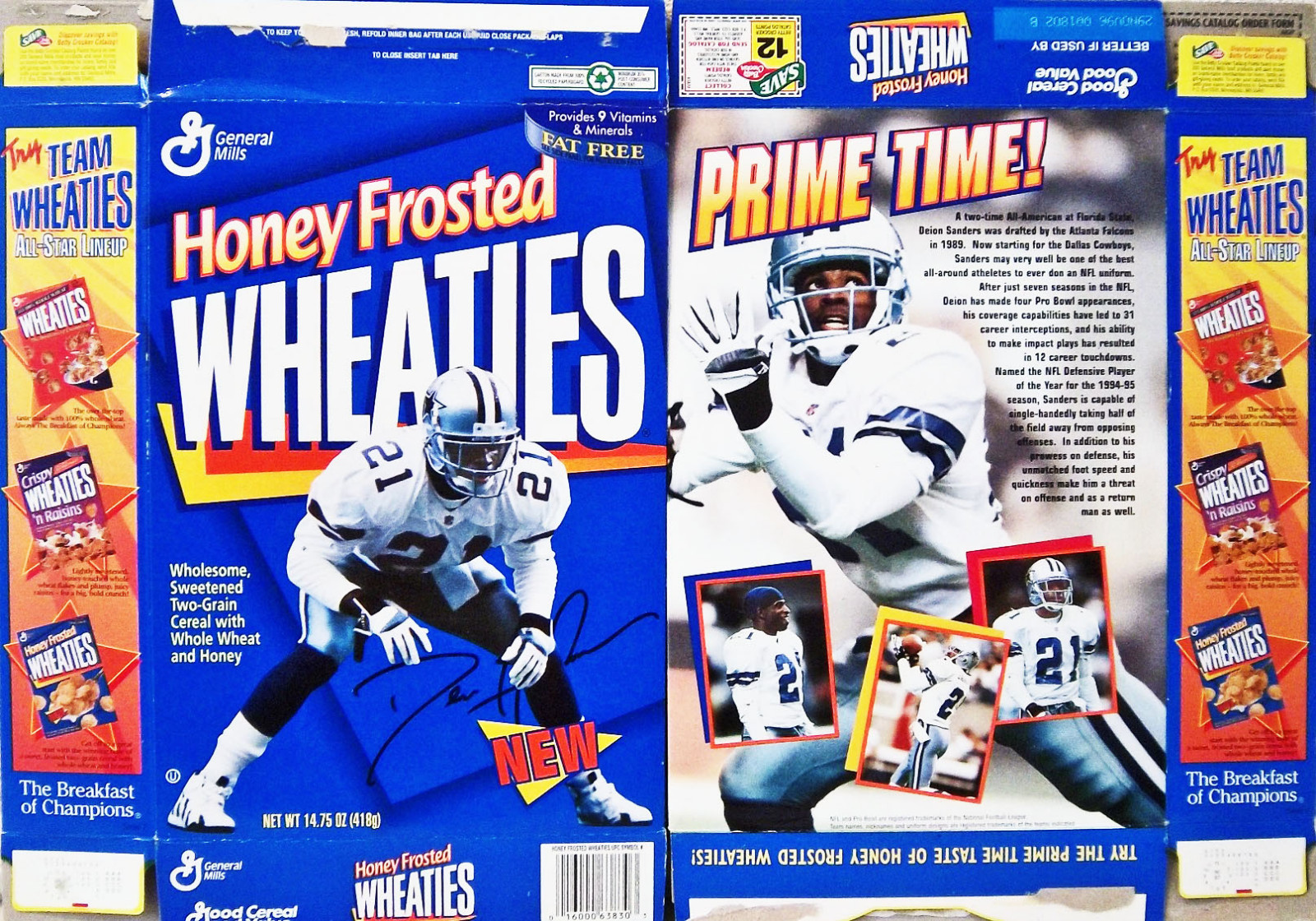 1996 Deion Sanders Honey Frosted Wheaties Cereal Box s13 | eBay
