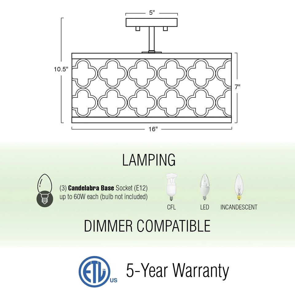 Kira Home Sutton 16" 3-Light Modern Semi-Flush Mount Ceiling Light ...