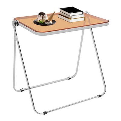Clear Foldable Side Table, Tiny Desk for Home Office, Small Computer ...