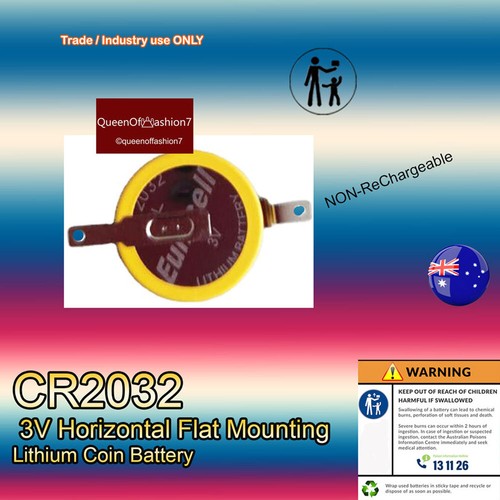 50 x CR2032 Tab Tabbed 3V Button Coin Lithium Battery Horizontal Flat ...