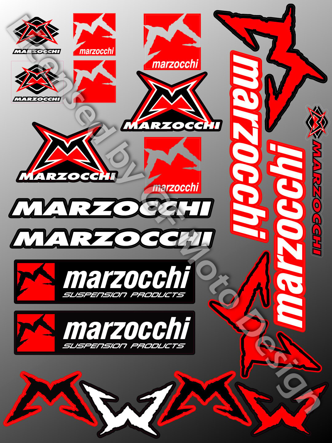 Marzocchi Fork Shock Helmet Bike Bicycle Stickers Decals Set Laminated ...