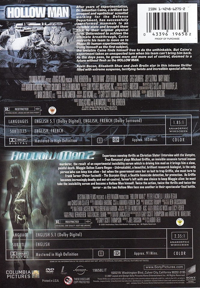 Hallow Man / Hallow Man 2 (DVD 2-Disc Double Feature) | eBay
