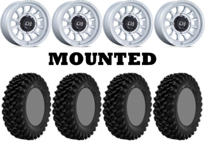 Kit 4 SuperATV XT Warrior Sticky 35x10-15 on Black Rhino Rapid Machined ...
