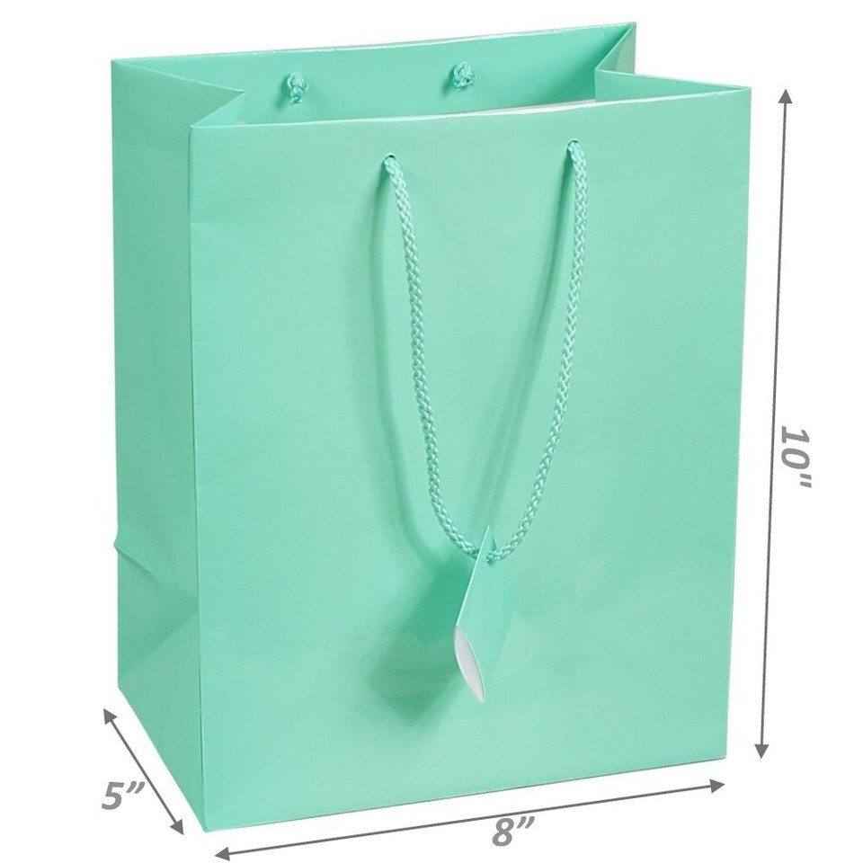60- White Teal Red Gift Bags Wedding Party Bags Glossy Bags 10" tall ...