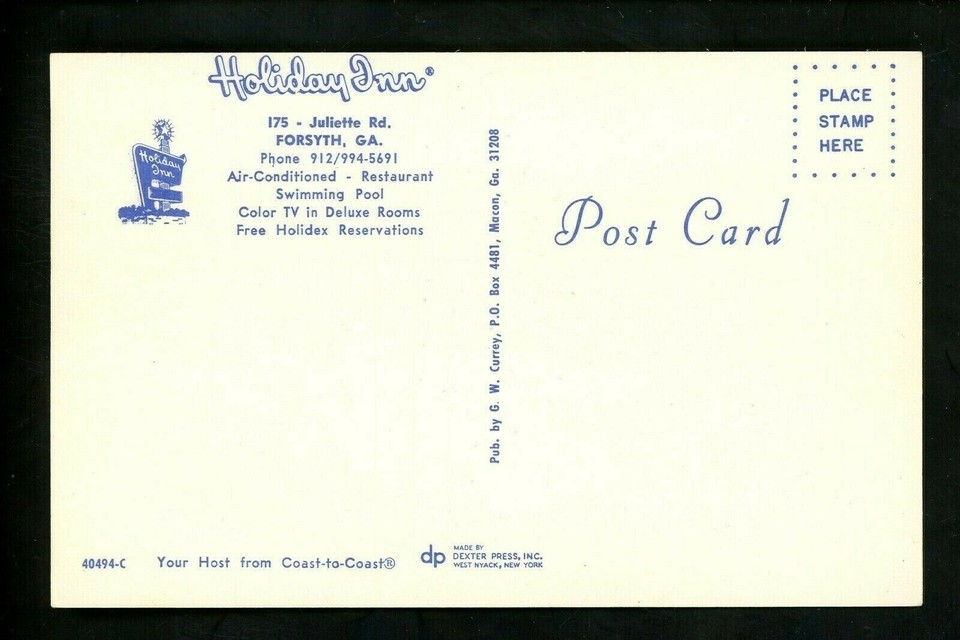 Holiday Inn Motel Hotel Postcard Georgia GA Forsyth pool bathing suit ...