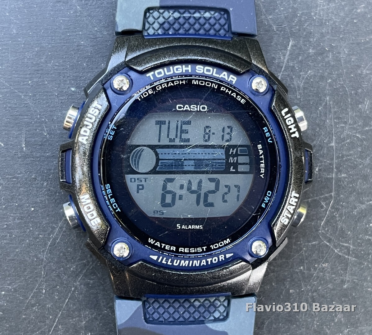 Unique CASIO W-S210H (3214) 10BAR Surfing Tide Graphic Tough Solar | eBay