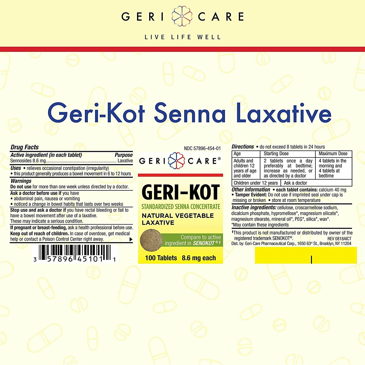 Geri-Care Geri-Kot Senna Concentrate Natural Vegetable Laxative Tablets ...