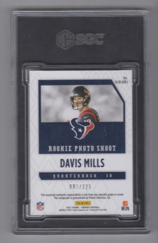 2021 Panini Phoenix Davis Mills Rookie Jersey Auto RPA RC 83/125 SGC 9. ...