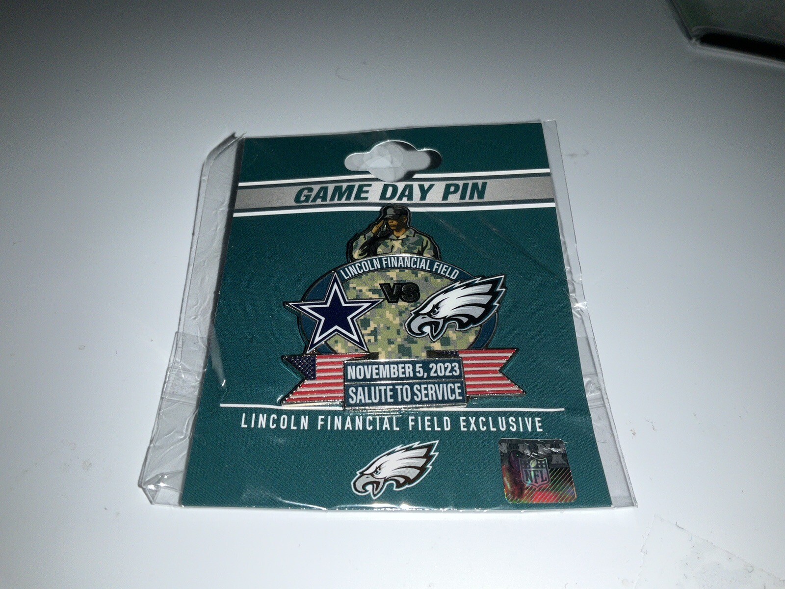 PHILADELPHIA EAGLES GAME DAY PIN 2023 VS Dallas Cowboys 11/5/23 SALUTE ...