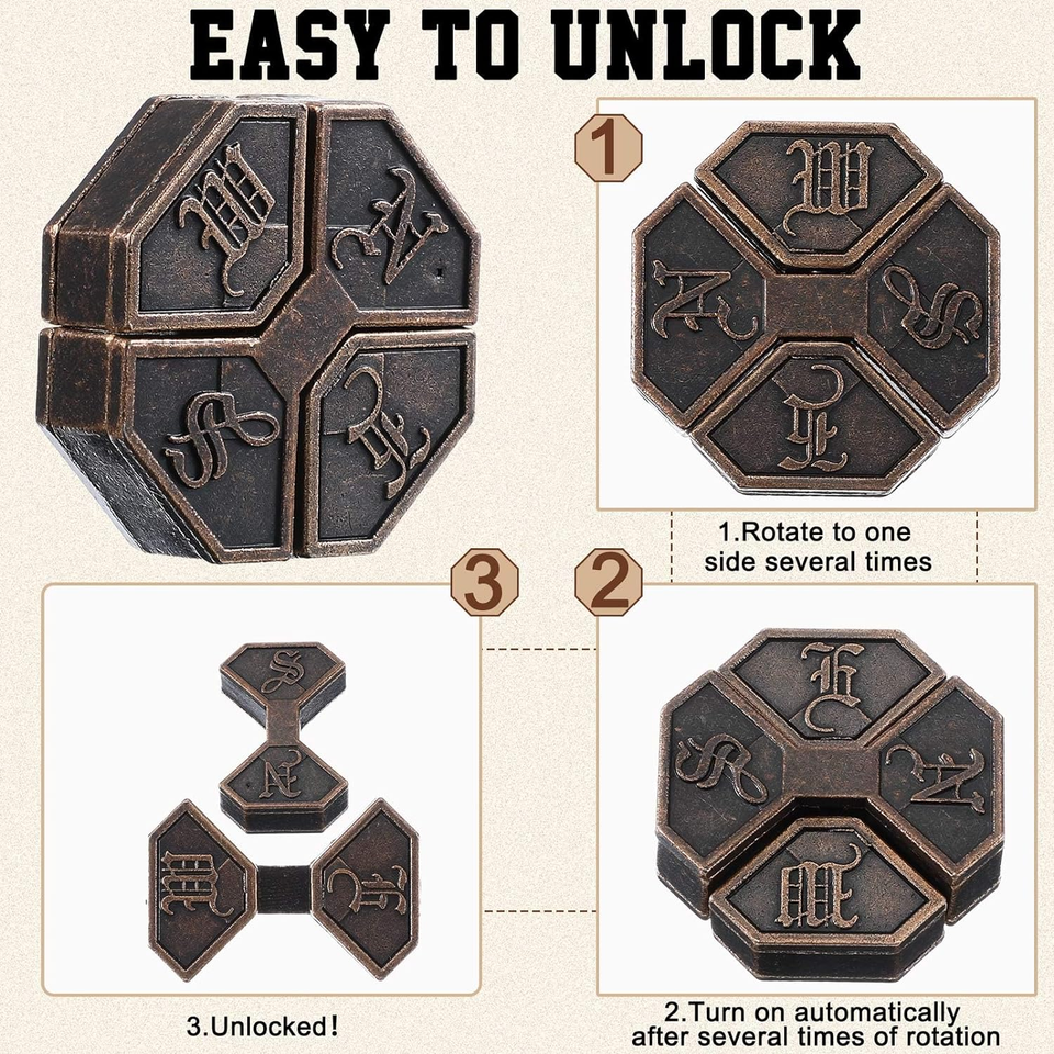 9 Pcs Metal Puzzles for Adults Brain Teaser Puzzles 3D Steel Puzzle ...
