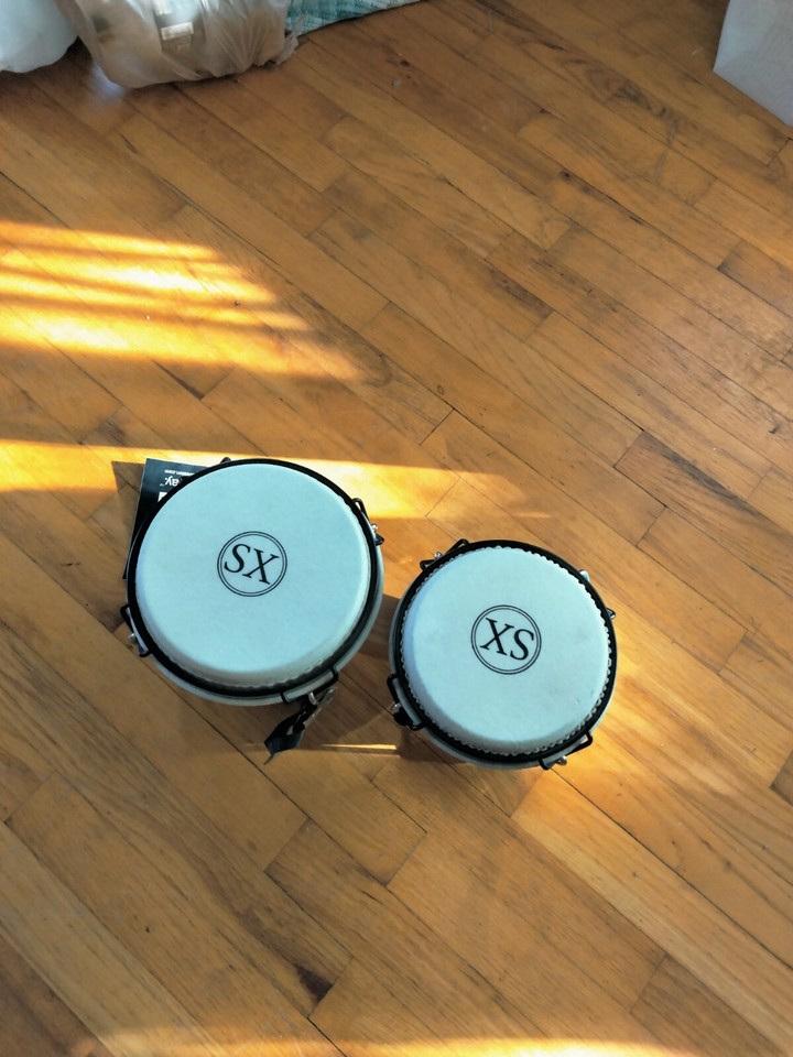 Toca Percussion Synergy Wood Bongos Natural 6" 7" Natural skin head ...