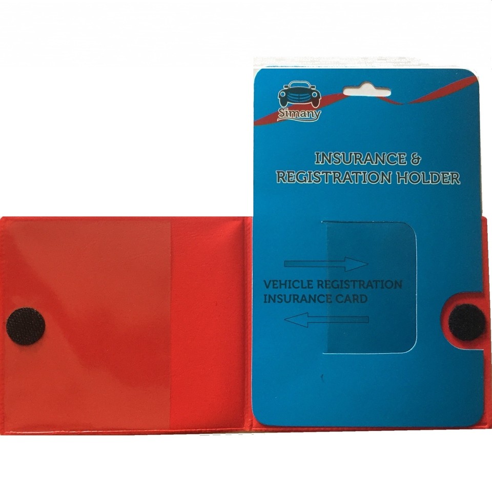 Red AUTO CAR INSURANCE REGISTRATION HOLDER WALLET 5.25x4.6"Embossed ...