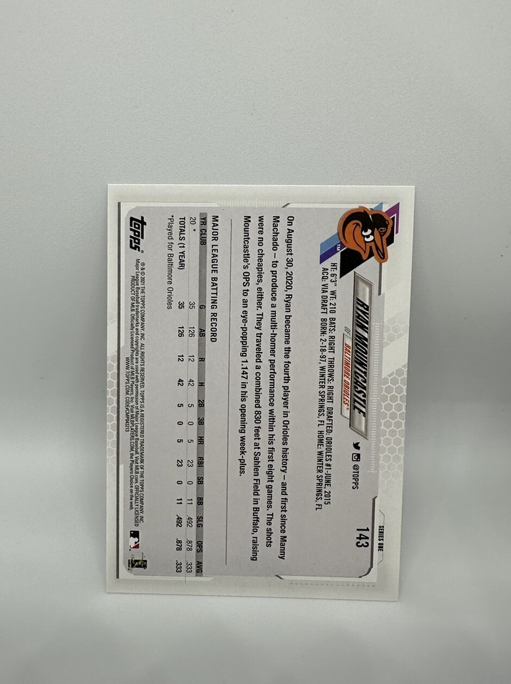 2021 Topps - Vertical, Rookie Cup #143 Ryan Mountcastle (RC) | eBay