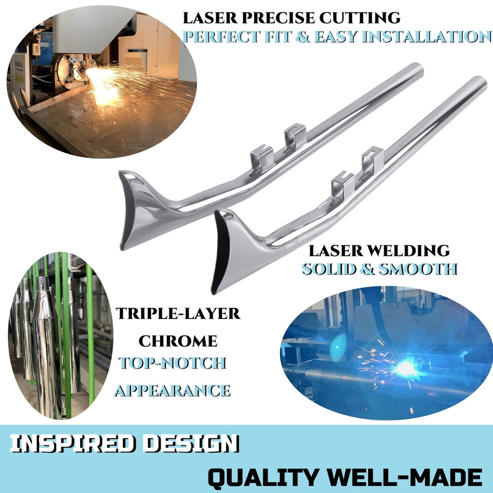 Upswept Fishtail Slip on Exhaust for Harley Davidson 95-16 Touring ...