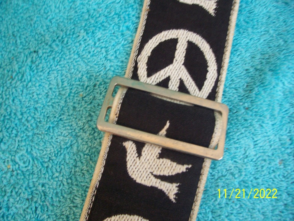 Vintage 1960's 70's Original Ace Black Peace and Doves guitar strap ...