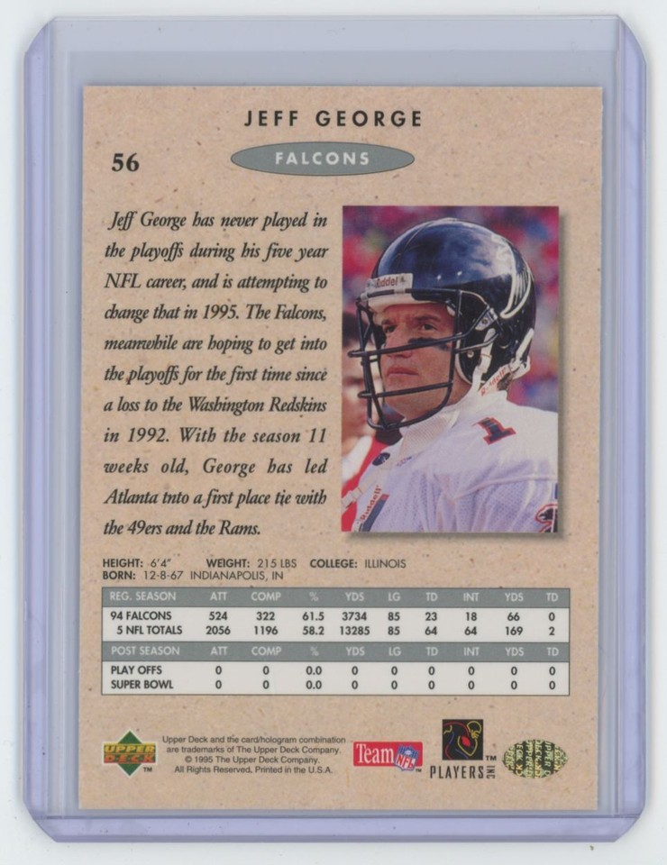 1995 SP Championship Jeff George Football Card Atlanta Falcons #56 | eBay
