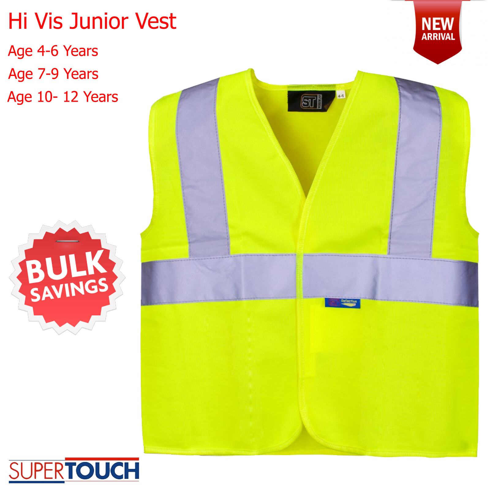 KIDS HI VIS VEST UNISEX BOYS GIRLS CHILDRENS HIGH VISIBILITY SAFETY ...