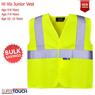KIDS HI VIS VEST UNISEX BOYS GIRLS CHILDRENS HIGH VISIBILITY SAFETY ...