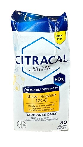 Citracal Calcium Slow Release 1200 Supplement D3 80 Coated Tab EXP 06/ ...