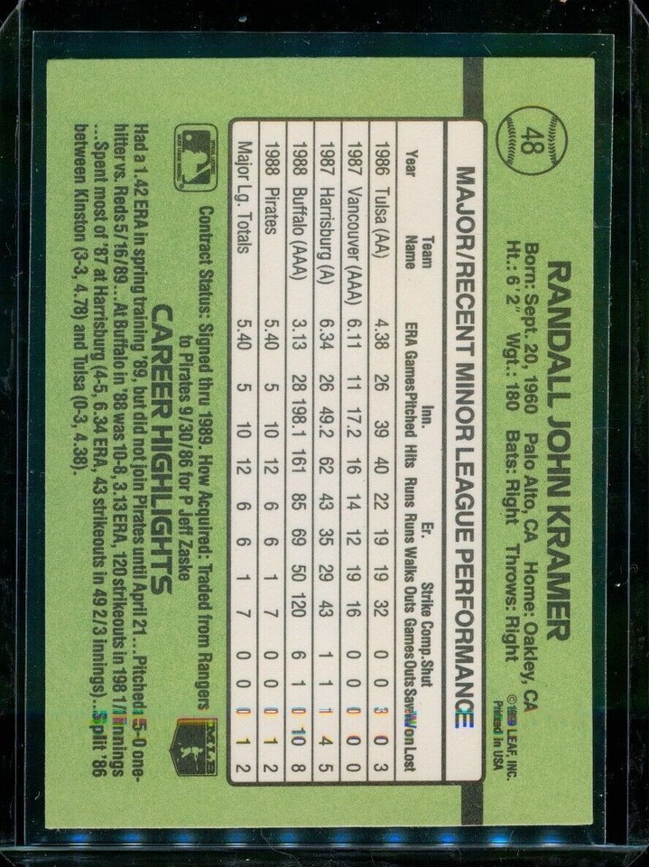 1989 Donruss The Rookies - #48 Randy Kramer (RC) | eBay