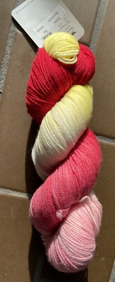 The Fiber Seed Yarn Sprout Wool Blend Spoonbill (Pink/White/Yellow ...