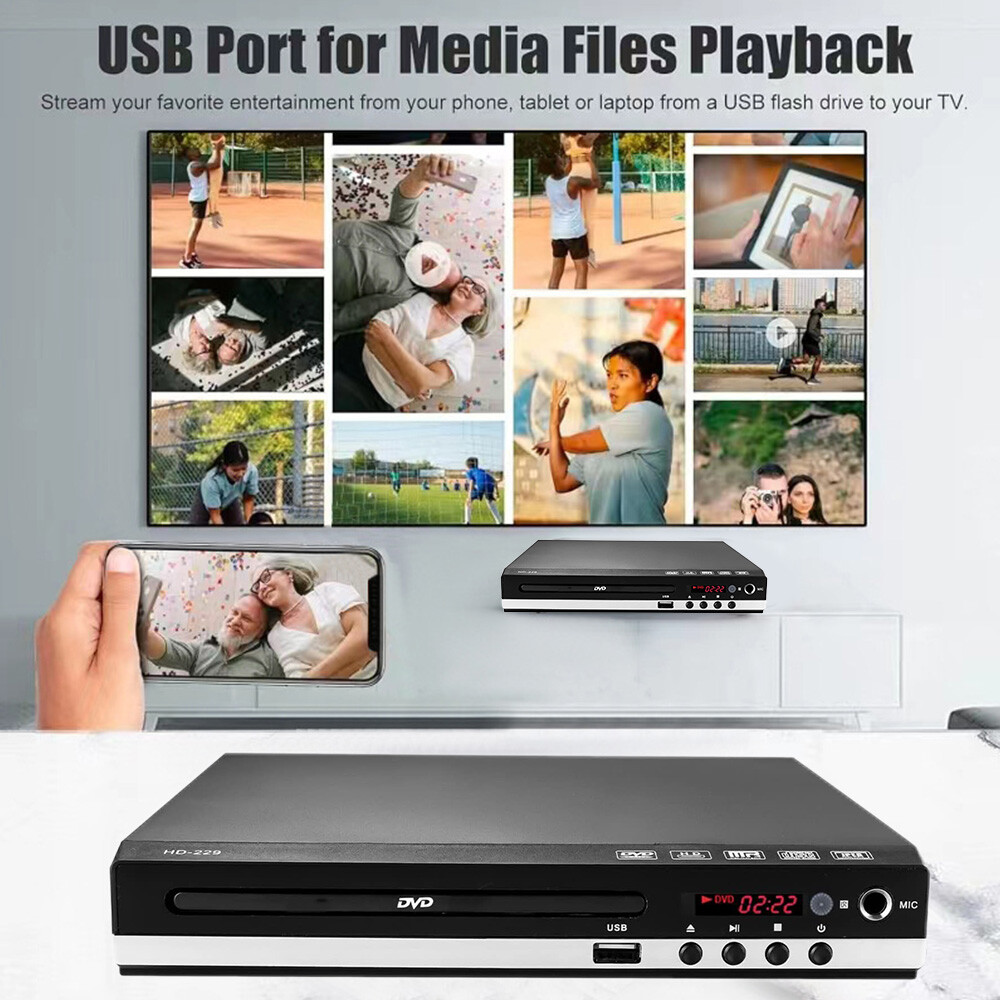 1080p DVD Player All Region Free DVD CD USB Player with HD+AV Output US ...